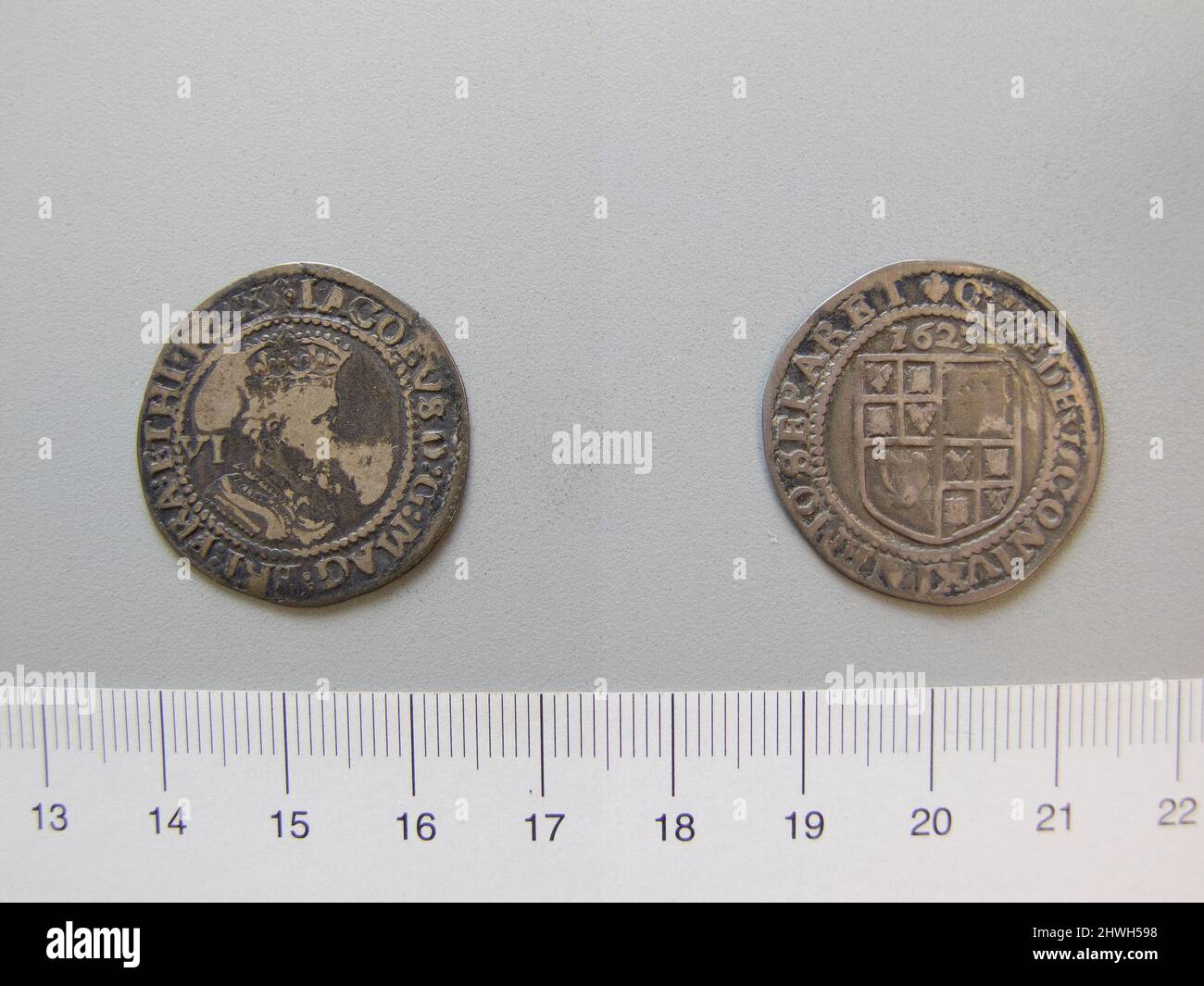 Sixpence of James I, King of England from London. Ruler: James I, King ...