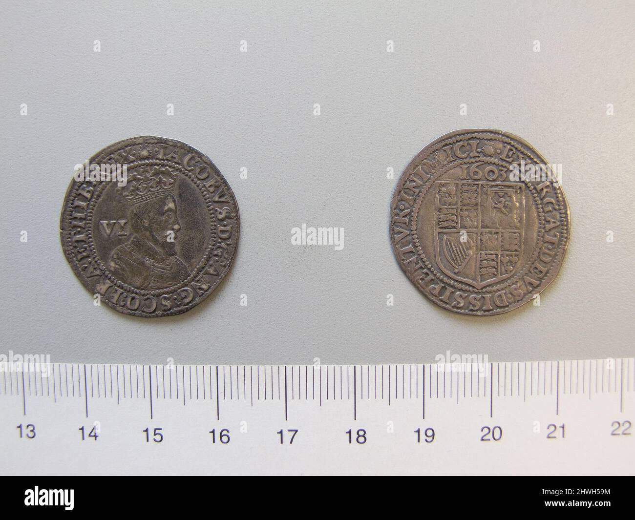 Sixpence of James I, King of England from London. Ruler: James I, King ...