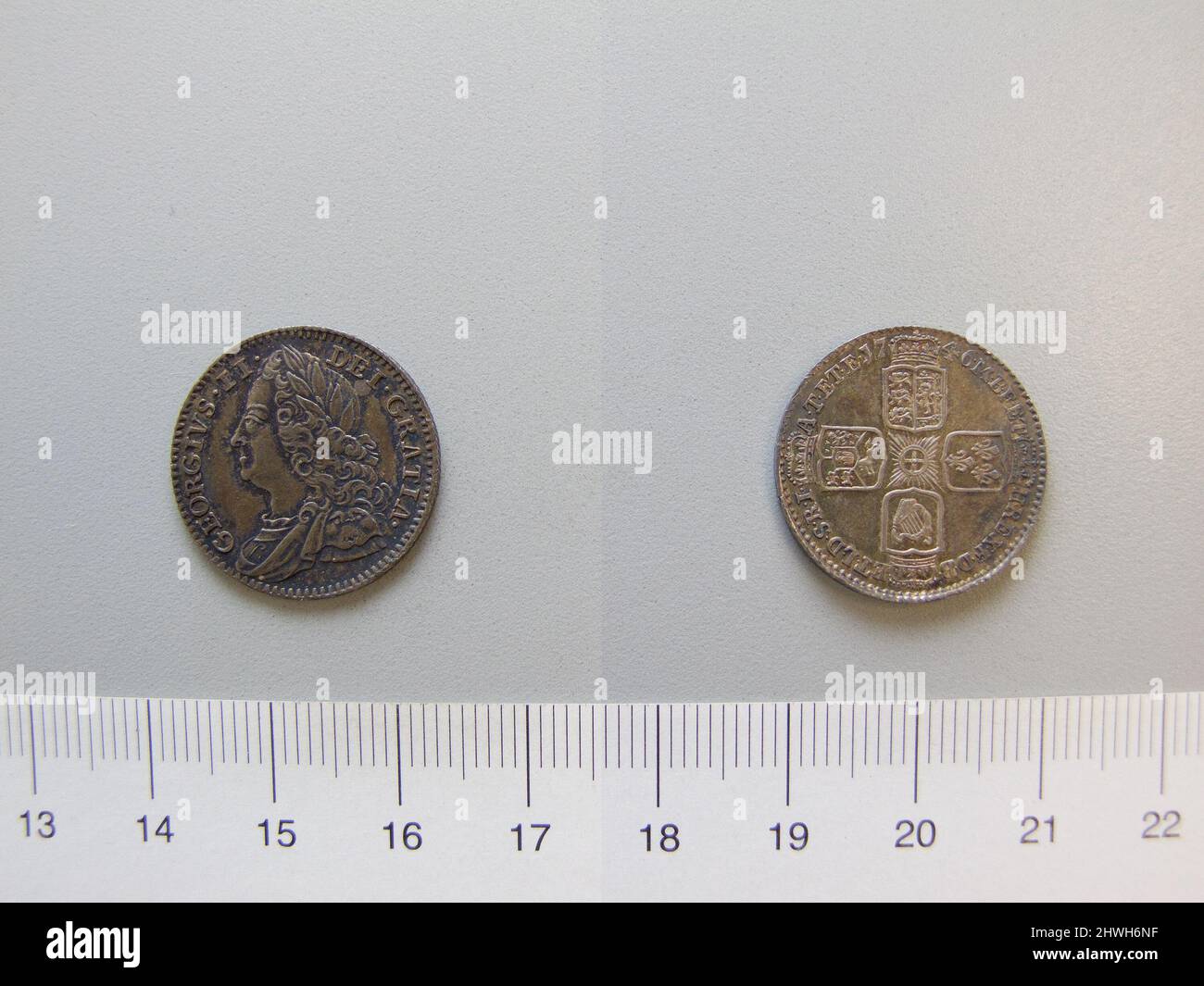 Sixpence of George II, King of England from London. Ruler: George II ...