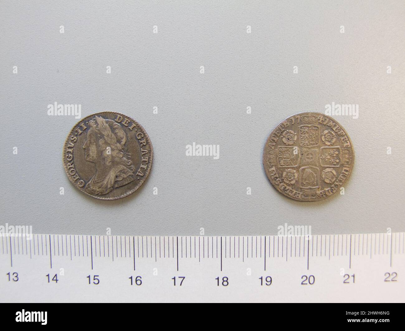 Sixpence of George II, King of England from London. Ruler: George II ...