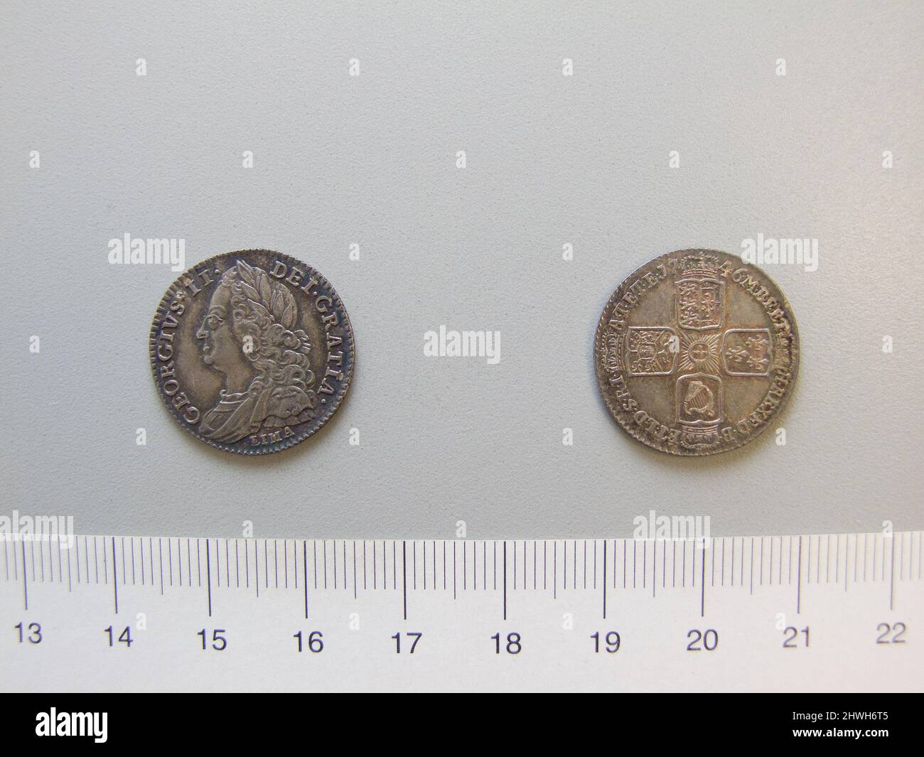 Sixpence of George II, King of England from London. Ruler: George II ...