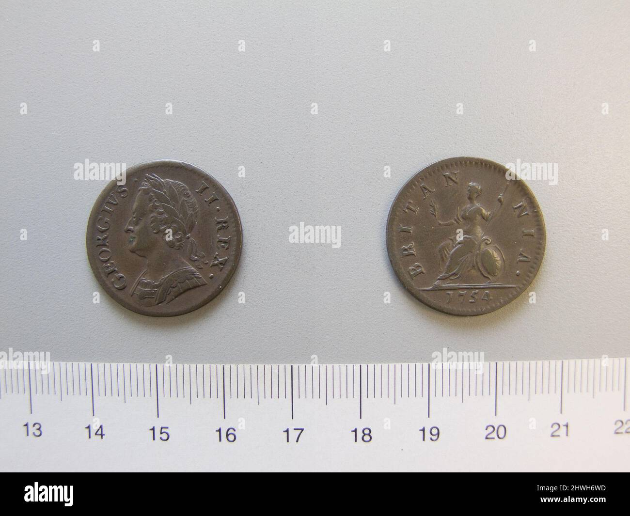 1 Farthing of George II, King of England from London. Ruler: George II ...