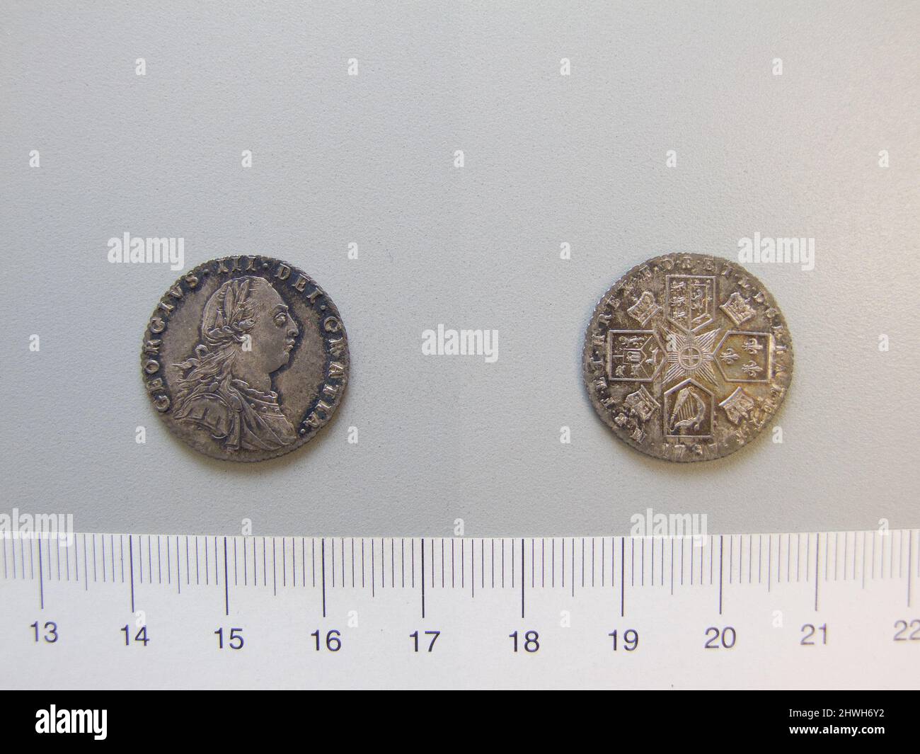 Sixpence of George III, King of Great Britain from London. Ruler ...