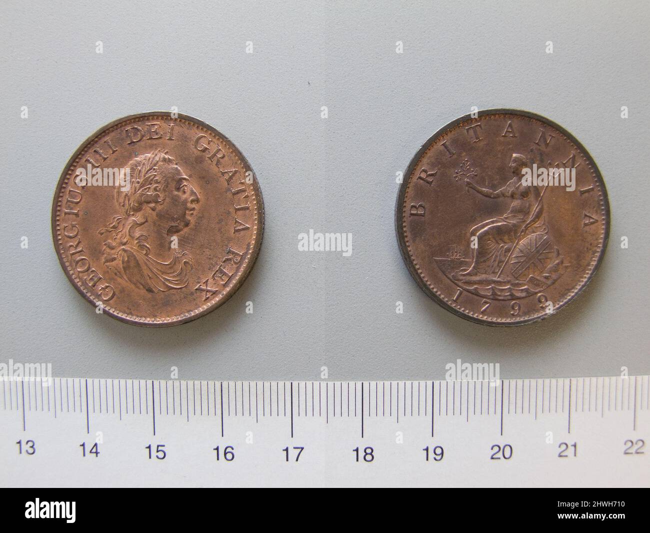 Halfpenny of George III, King of Great Britain from London. Ruler ...