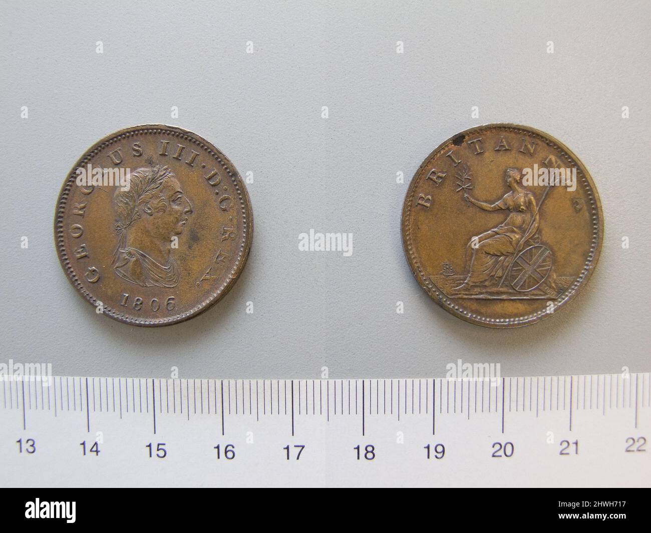 Halfpenny of George III, King of Great Britain from London. Ruler ...