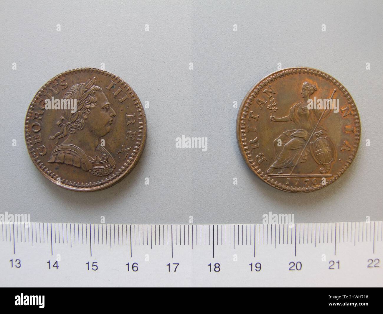 Halfpenny of George III, King of Great Britain from London. Ruler ...