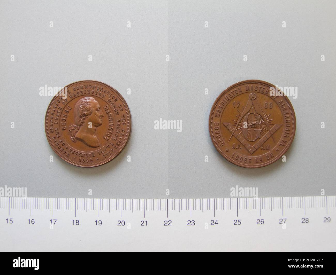 Masonic medal of George Washington commemorating the centennial of his ...