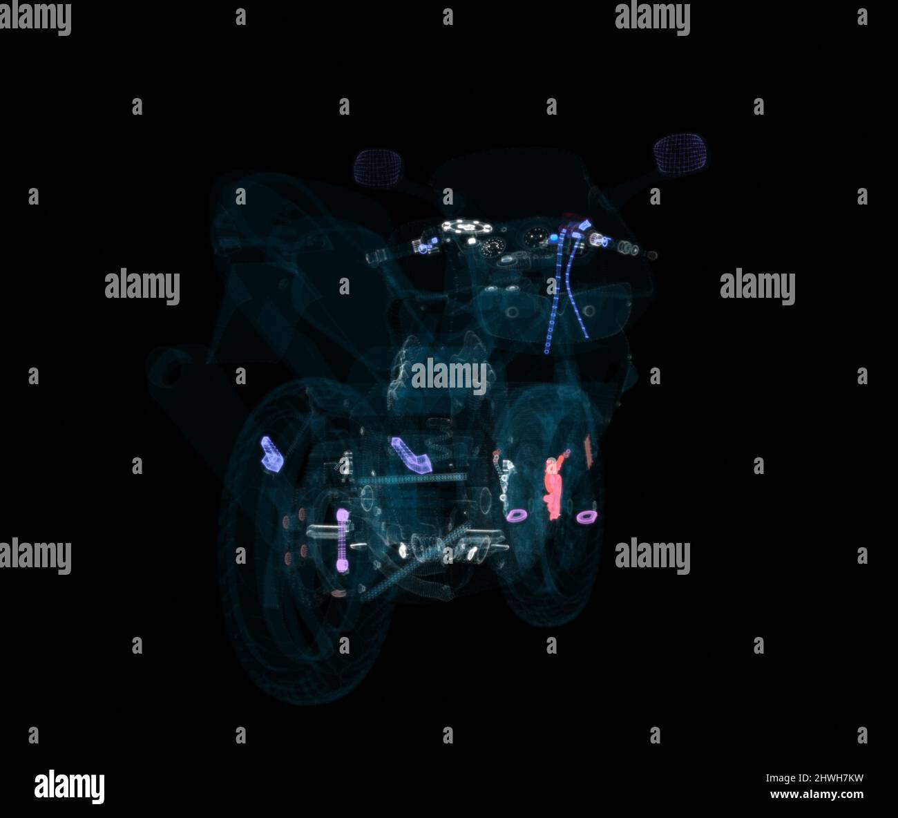 Abstract motorcycle consisting of glow points and lines. 3d ...