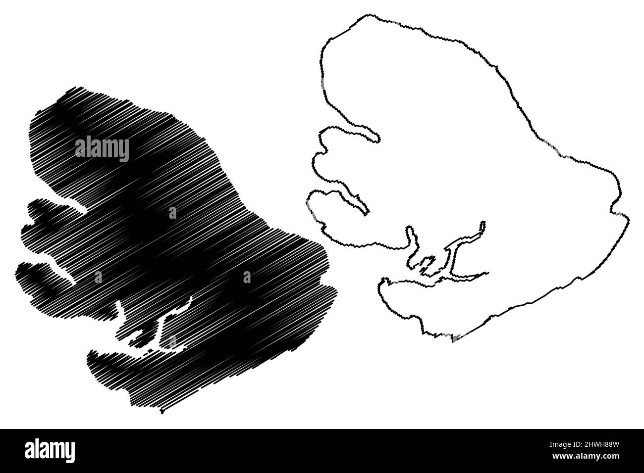 Disko island (Kingdom of Denmark, Greenland, North America) map vector ...