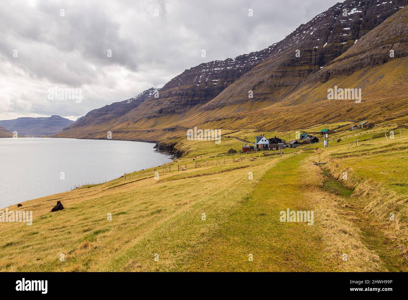 View of the Muli on Bordoy island. A small village situated on the ...