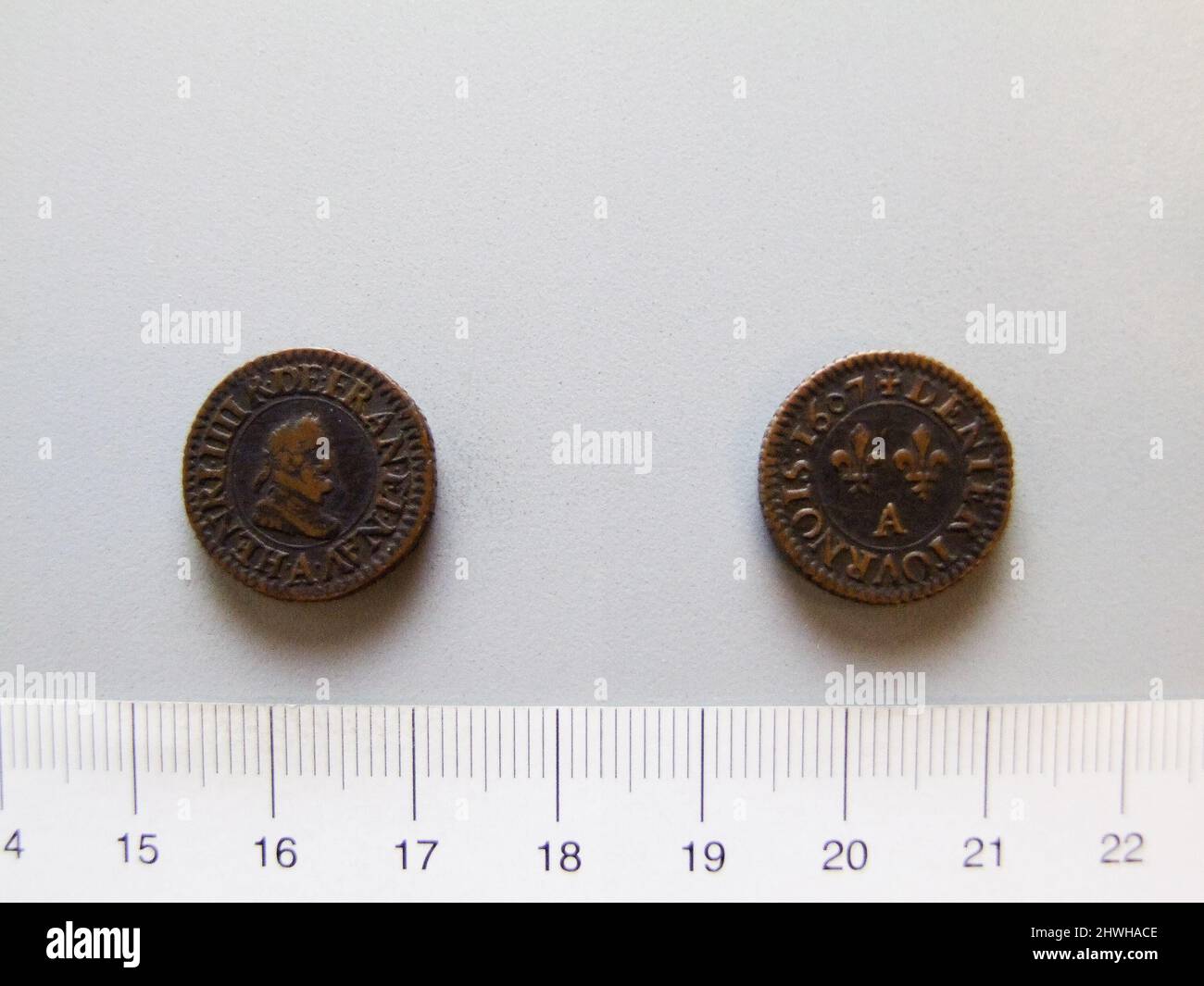Denier Tournois of Henry IV, King of France from Paris. Ruler: Henry IV ...