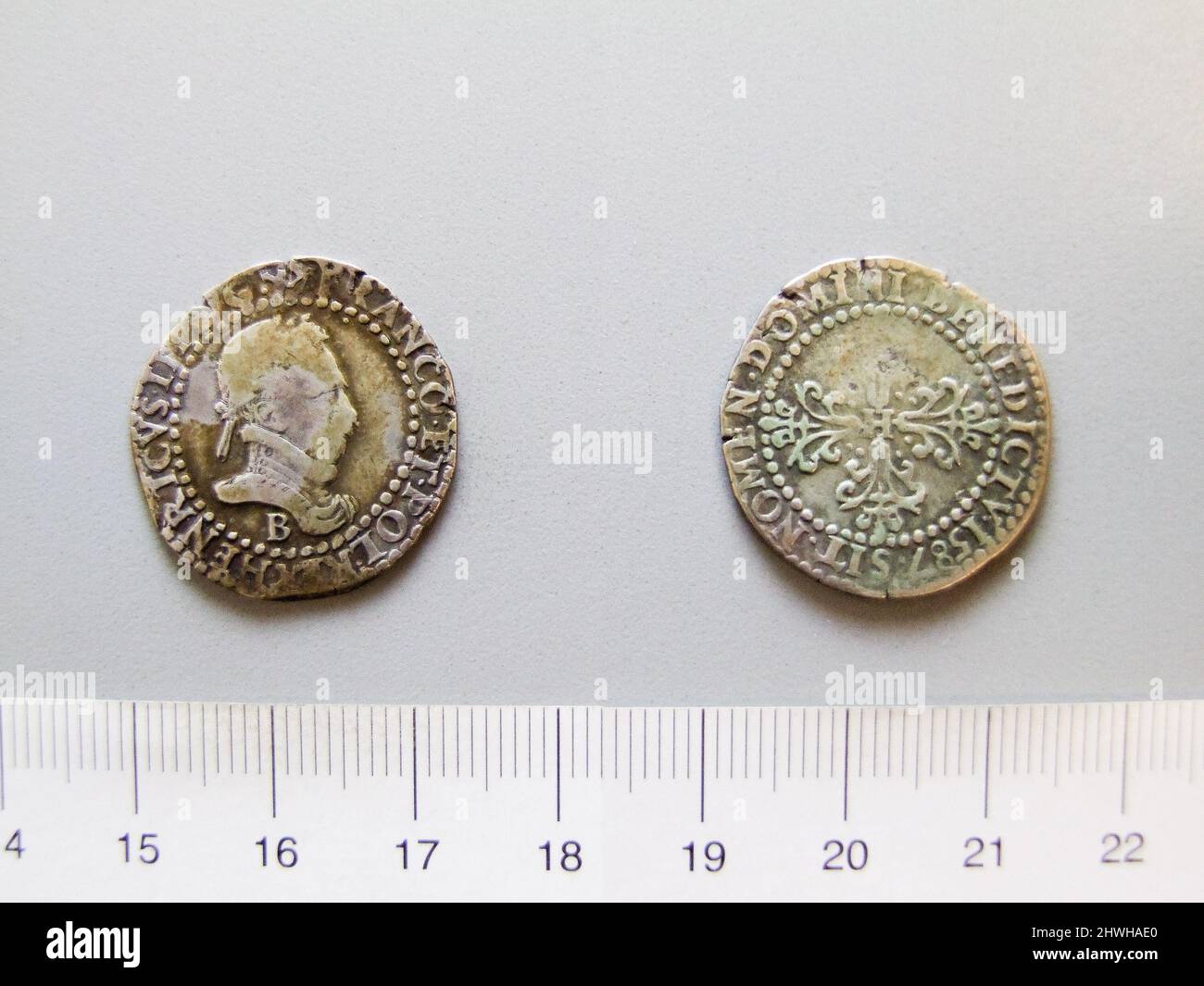 Quart De Franc of Henry III, King of France from Rouen. Ruler: Henry ...