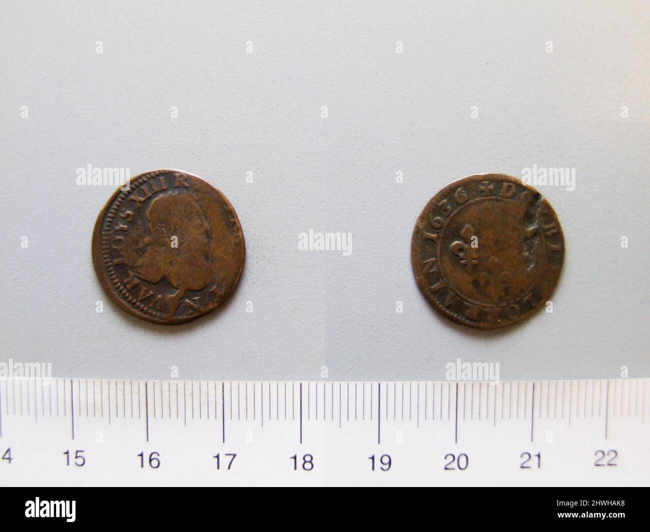 Double Lorrain of Louis XIII, King of France from Stenay. Ruler: Louis ...