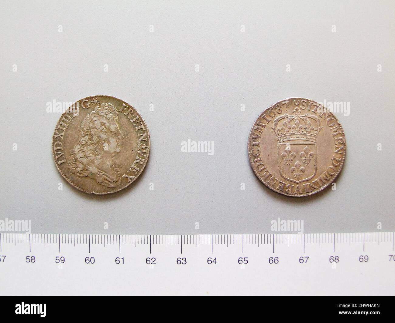 Demi Écu of Louis XIV, King of France from Paris. Ruler: Louis XIV ...