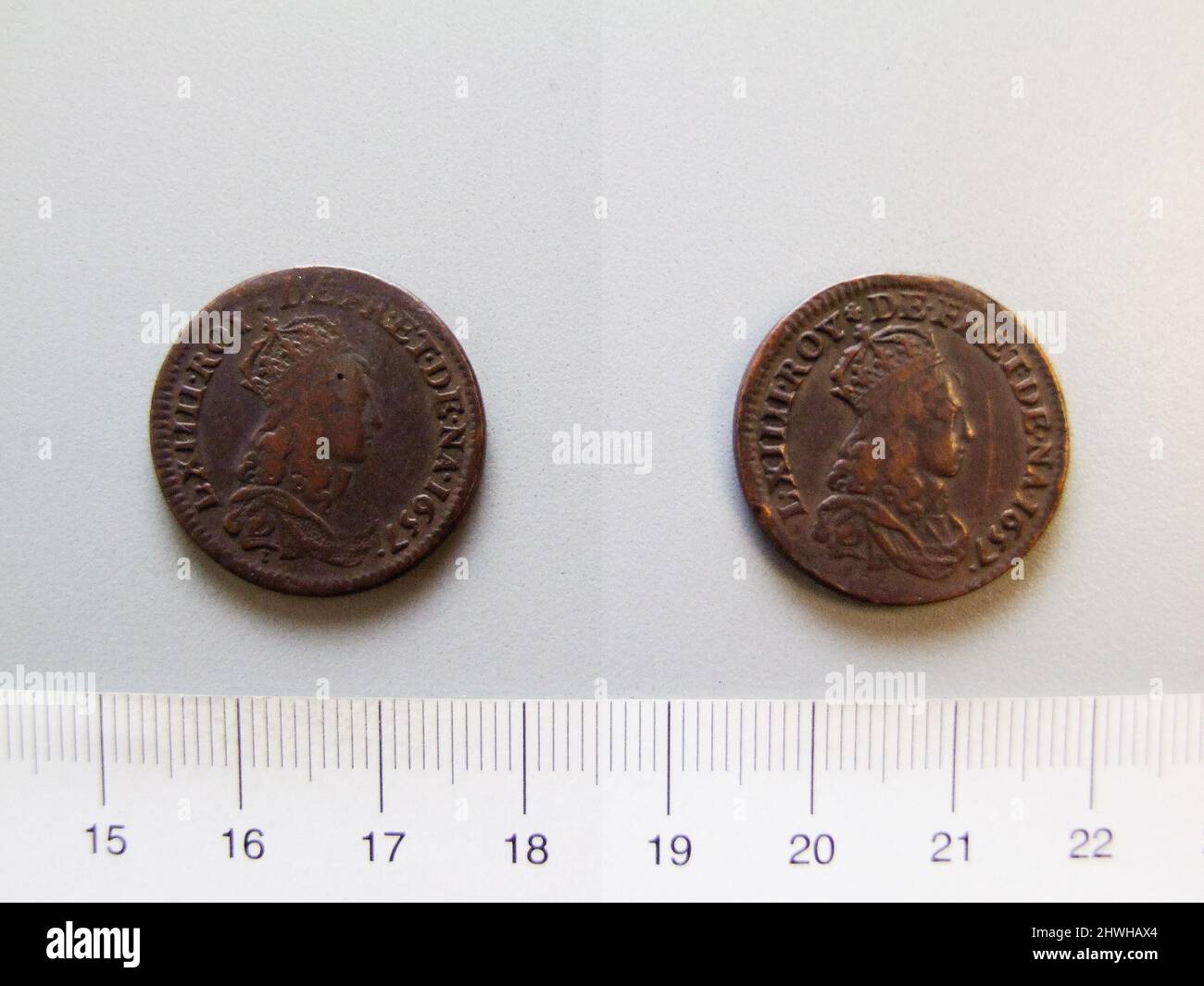 1 Liard of Louis XIV, King of France from Vimy. Ruler: Louis XIV, King ...