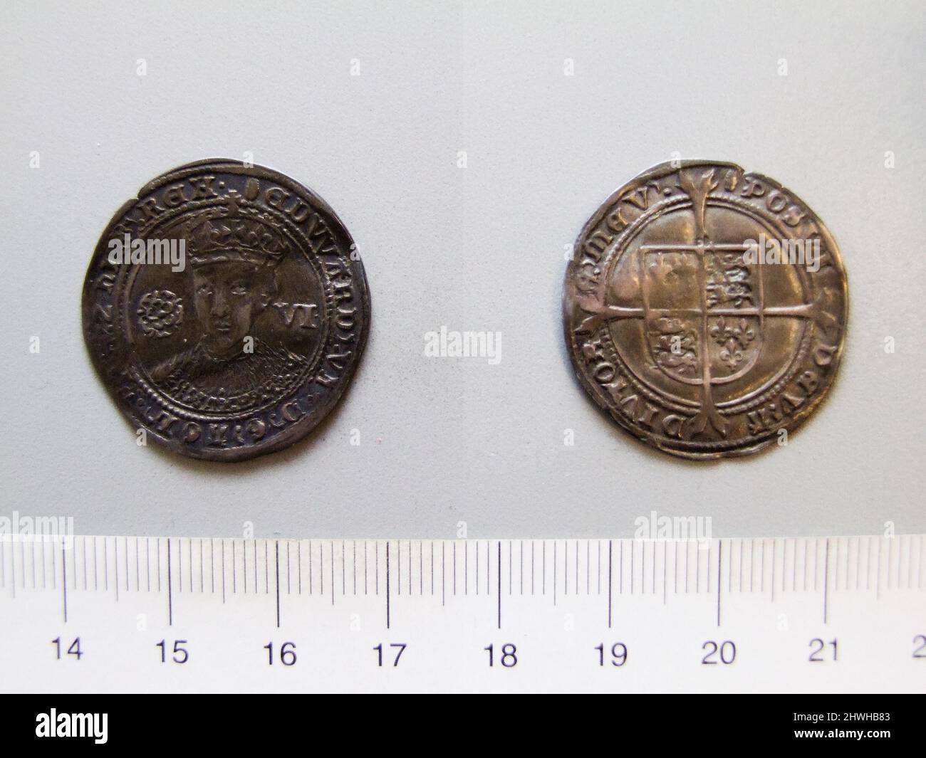 Sixpence of Edward VI, King of England from London. Ruler: Edward VI ...