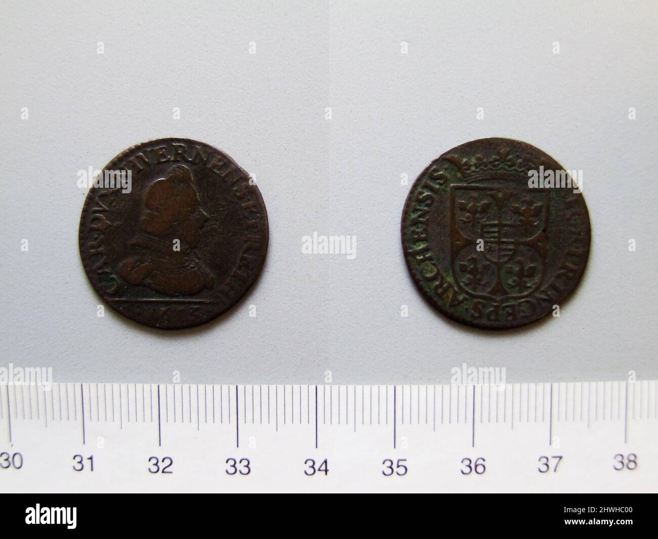 1 Liard of Charles Gonzaga from Arches. Ruler: Charles Gonzaga, French ...
