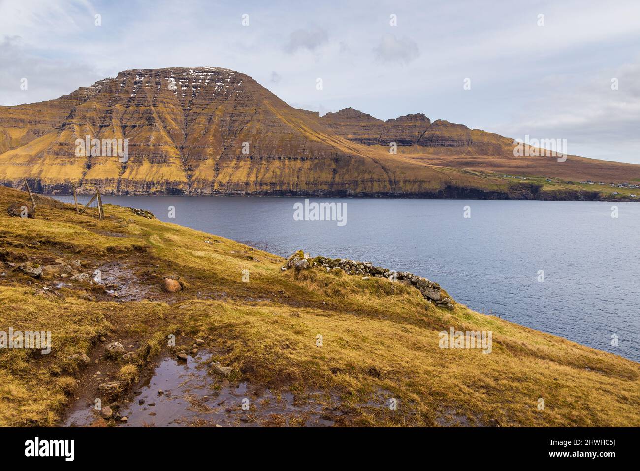 Steep coast of the island of Bordoy. Volcanic archipelago in the ...