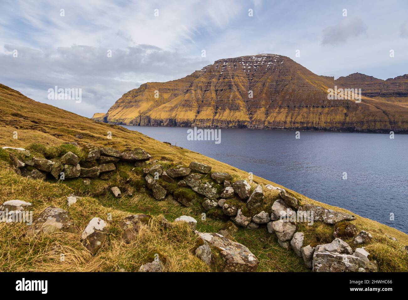 Steep coast of the island of Bordoy. Volcanic archipelago in the ...