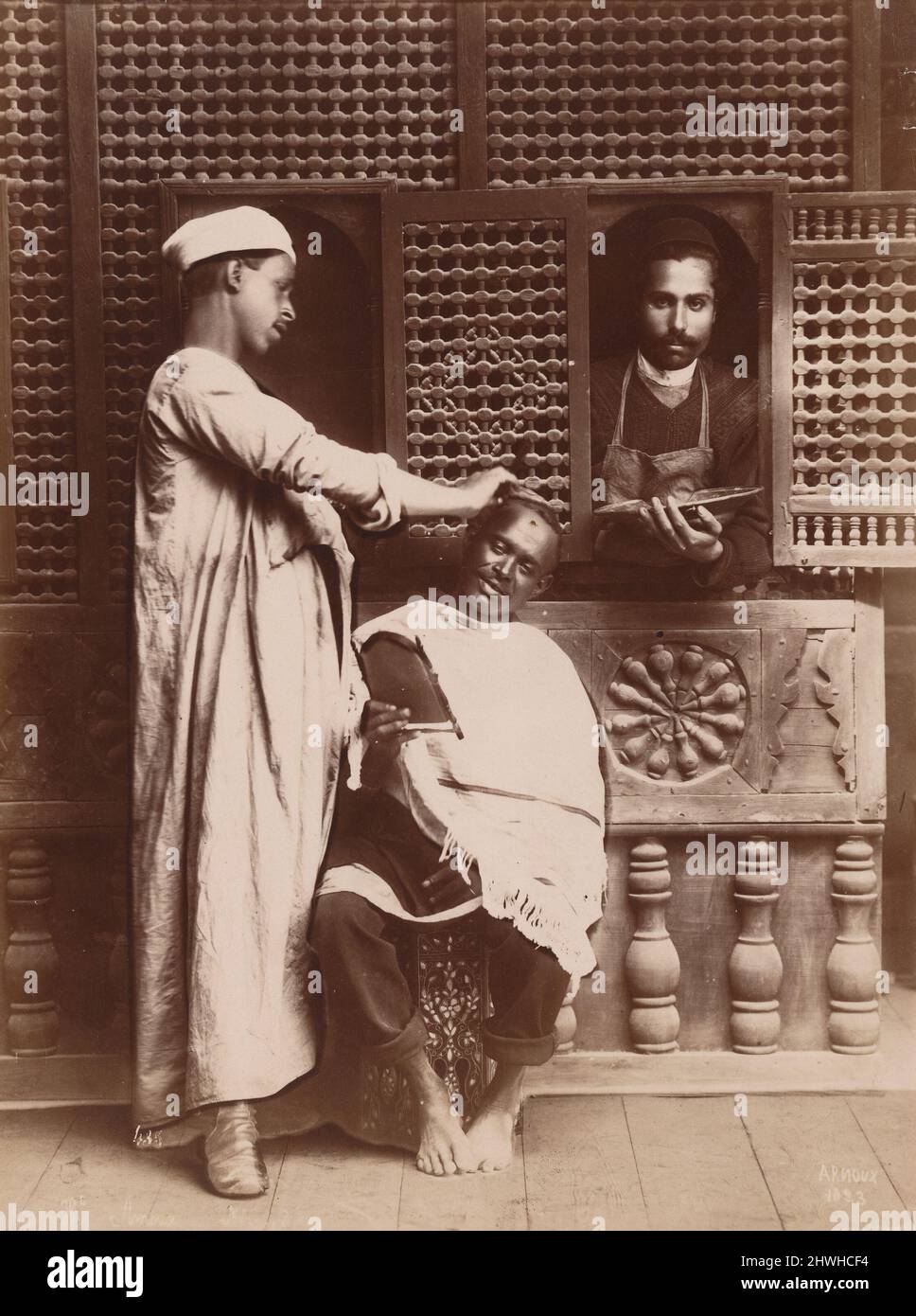 Barbers at Work. Artist: Hippolyte Arnoux, French, active Egypt ca ...