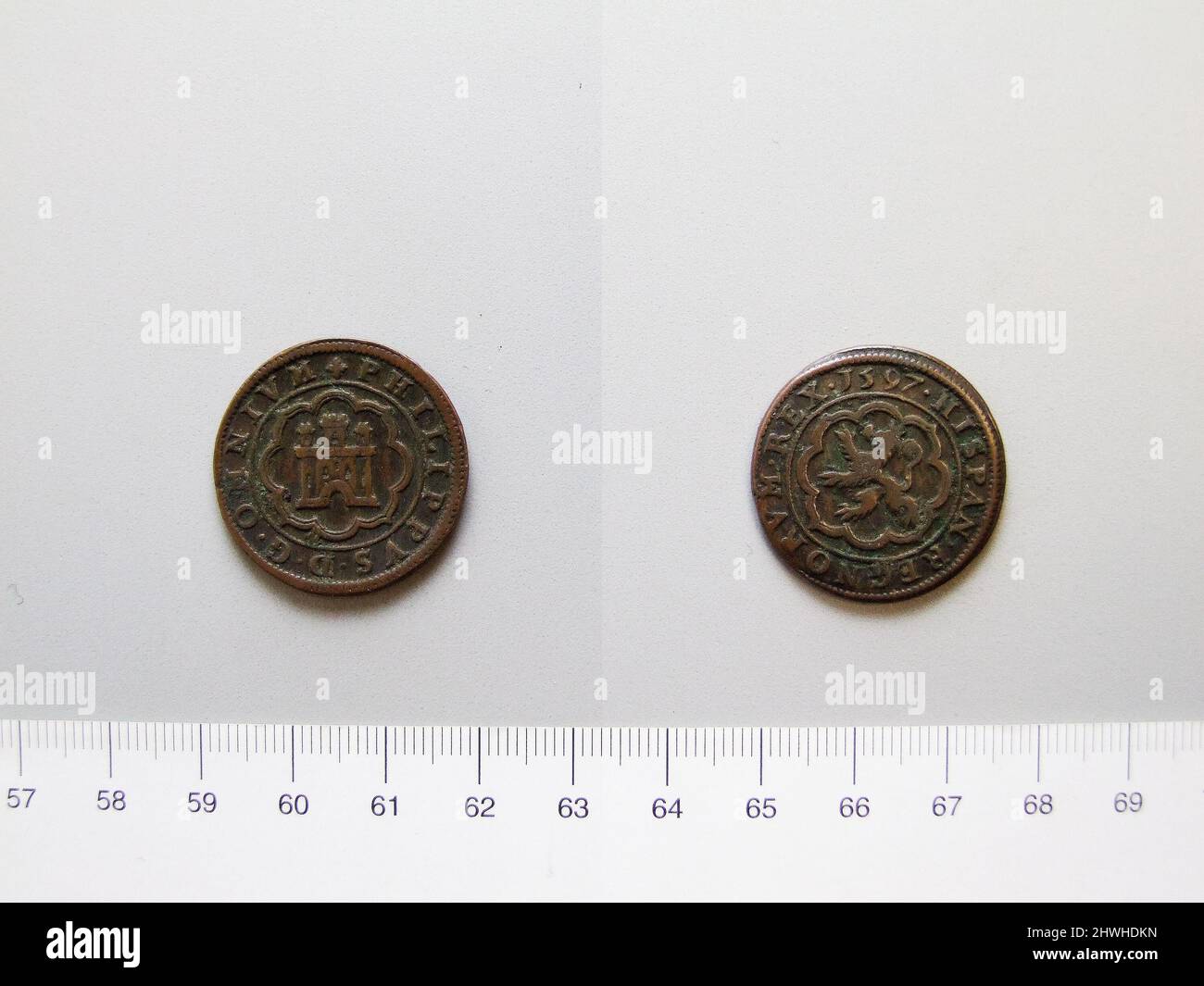 8 Maravedis of Philip II, King of Spain. Ruler: Philip II, King of ...