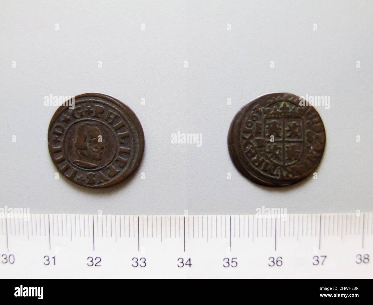 8 Meravedis of Philip IV, King of Spain from Segovia. Ruler: Philip IV ...