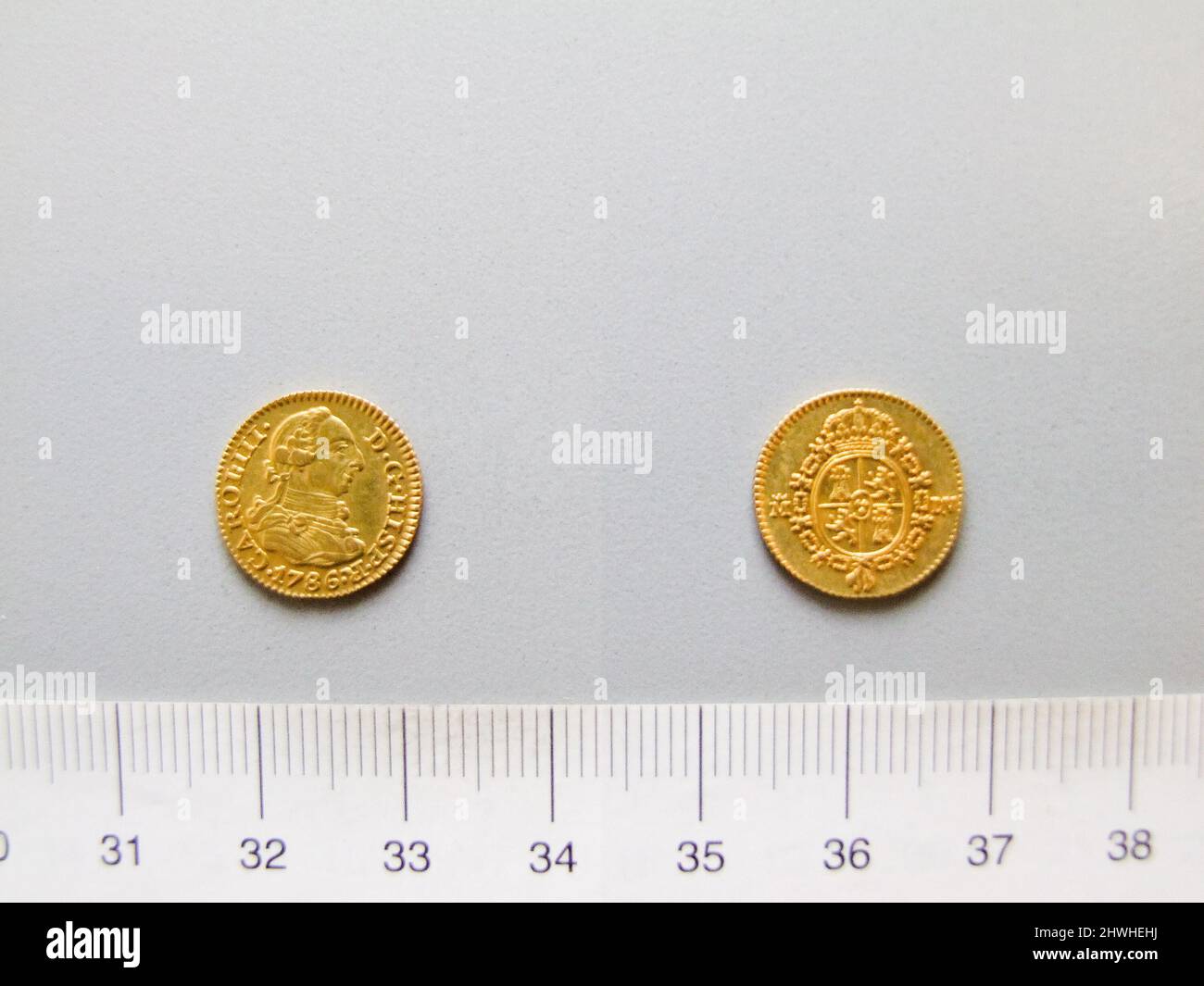 1/2 Escudo of Charles III, King of Spain from Madrid. Ruler: Charles ...