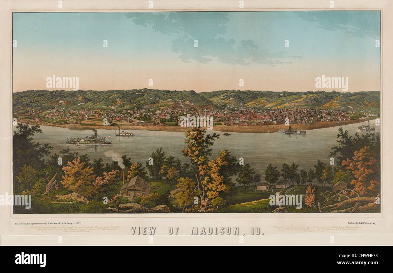 View of Madison, Id. (Indiana). Artist: Edward Sachse, American, 1804 ...