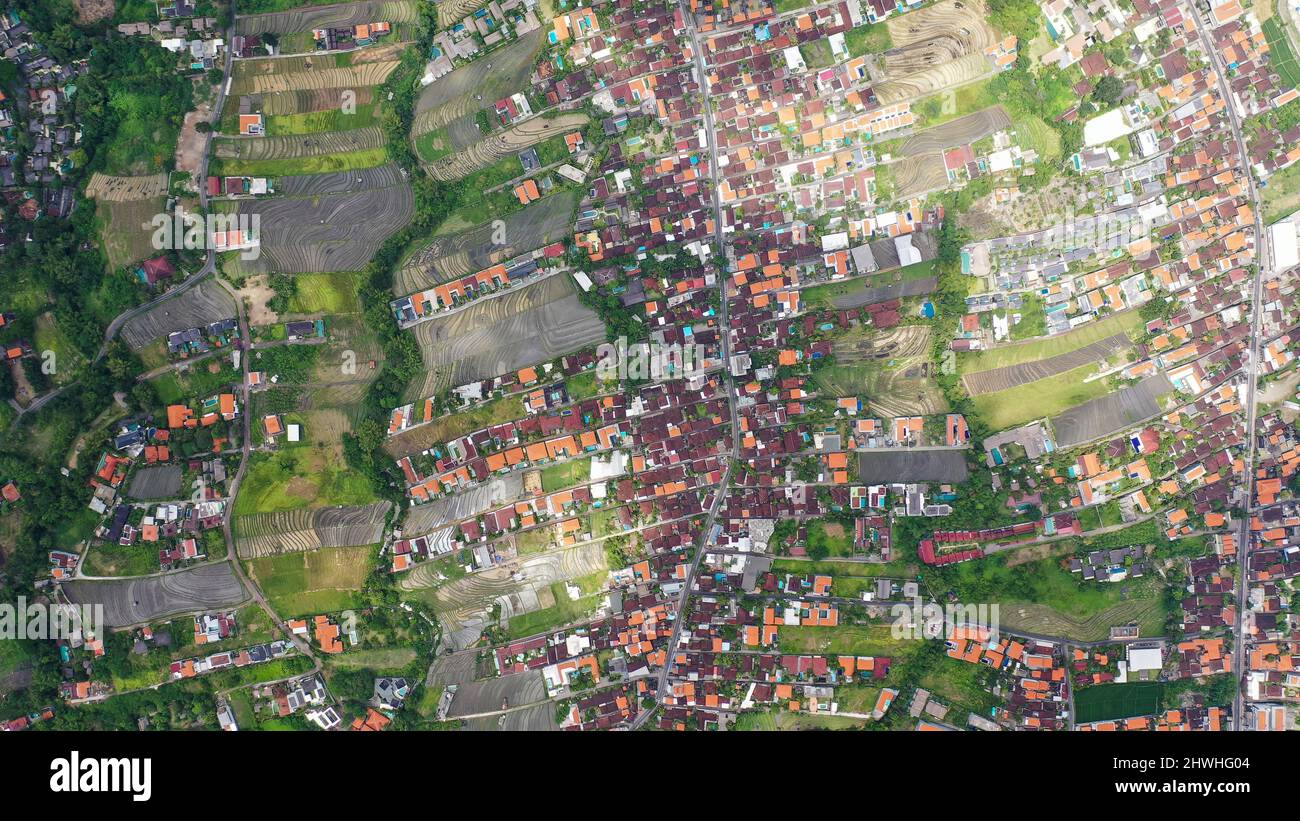 Top down view of a built-up residential area along Jalan Pantai Batu ...