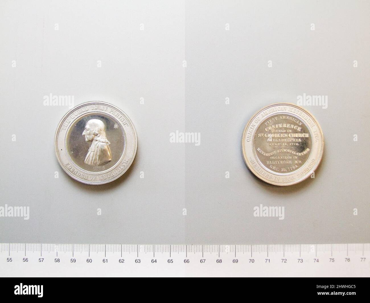 Medal for the centenary of the Founding of Methodism. Artist: William H ...