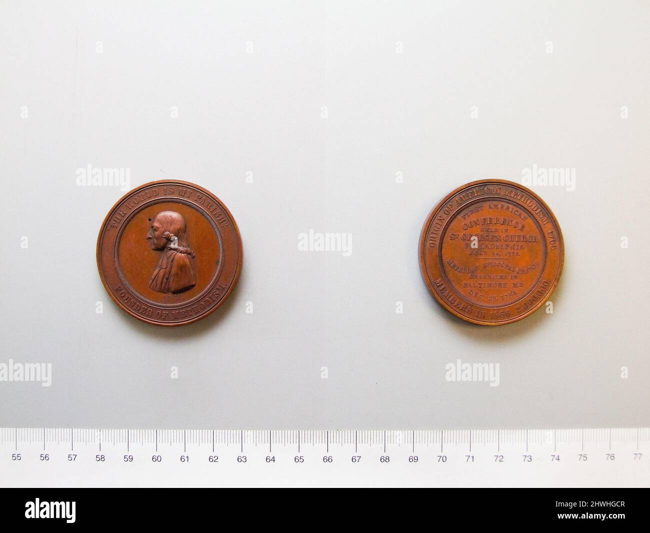 Medal for the centenary of the Founding of Methodism. Artist: William H ...