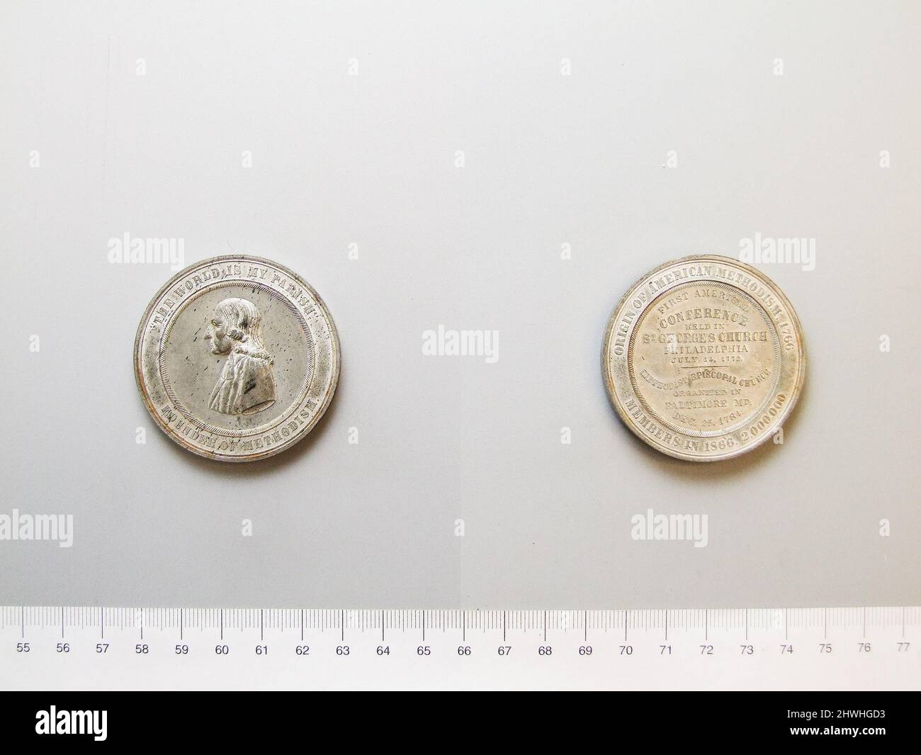 Medal for the centenary of the Founding of Methodism. Artist: William H ...