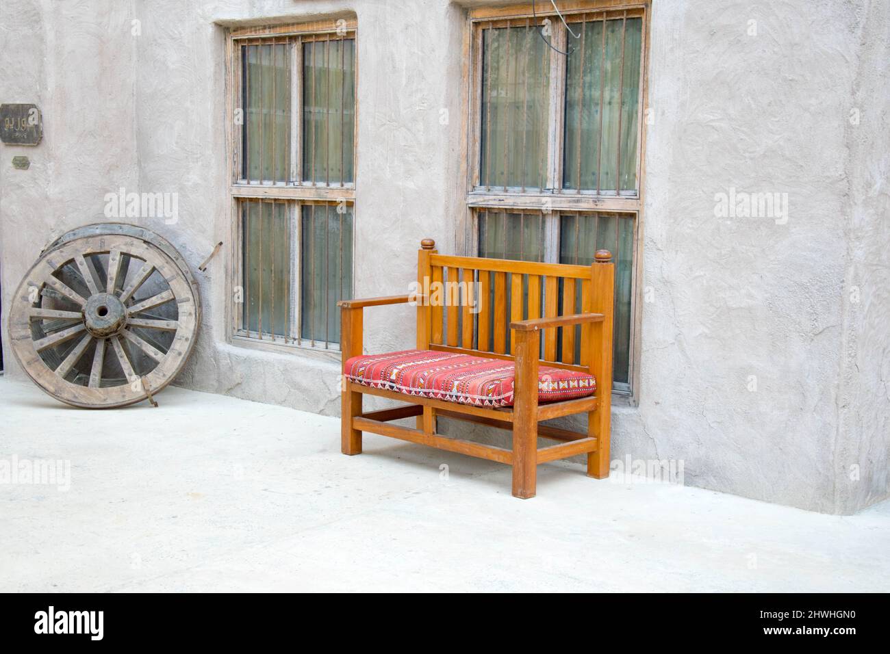 Bench in Dubai's old town. Taken with Nikon D5300 Stock Photo - Alamy