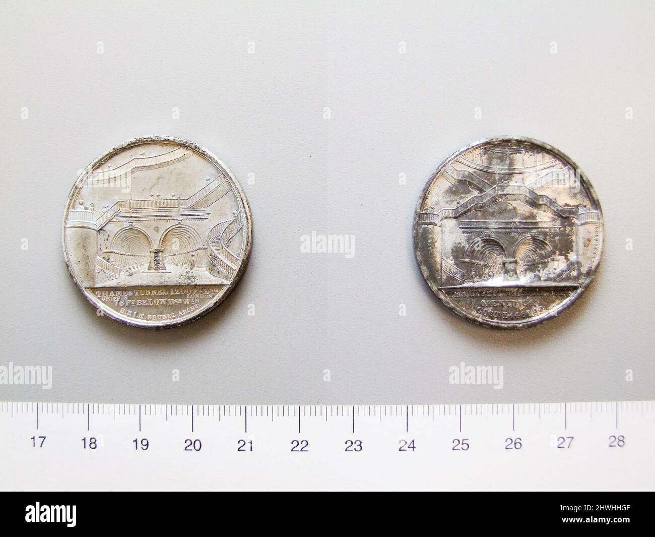 Medal of The opening of the Thames Tunnel, 1843. Engraver: W. Griffin ...