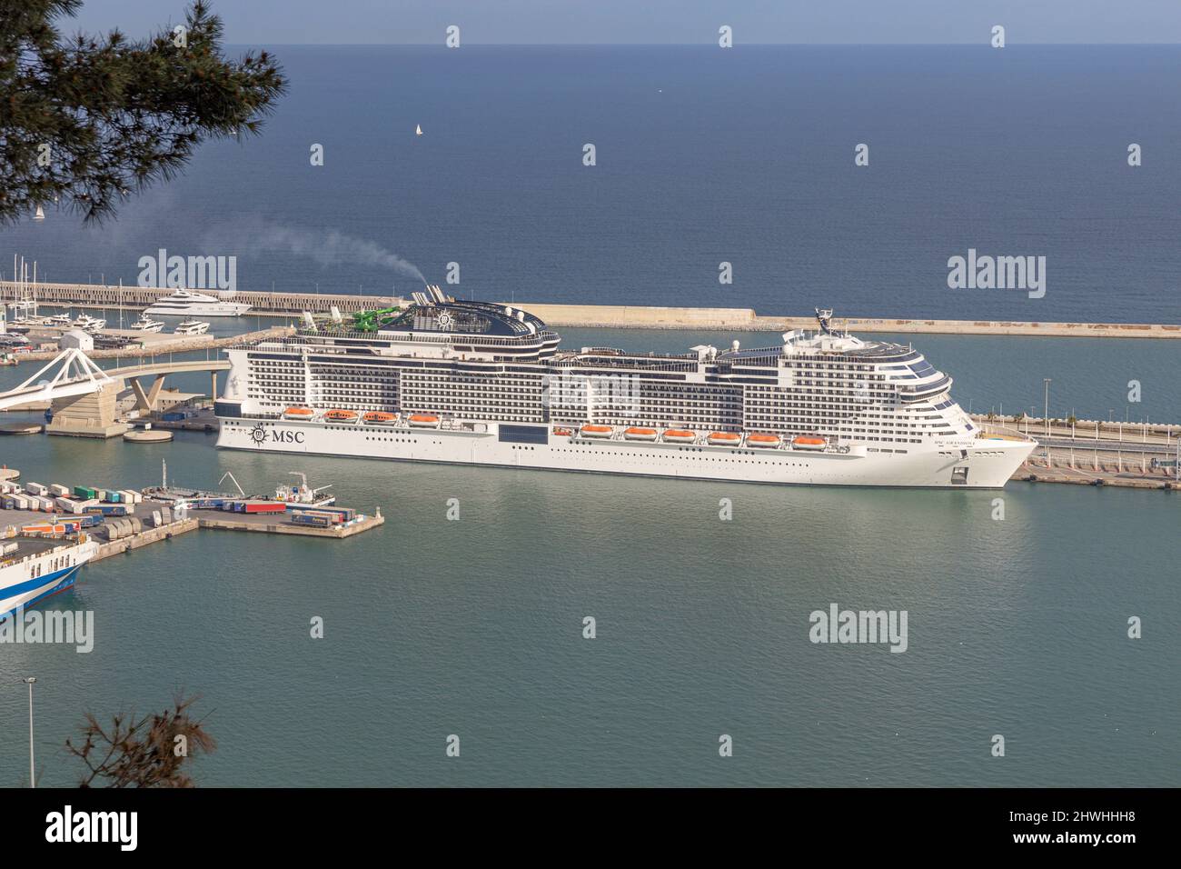BARCELONA, SPAIN-MARCH 5, 2021: MSC Grandiosa cruise ship in the ...