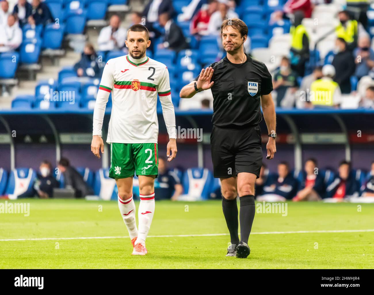 Moscow, Russia – June 5, 2021. Belarusian referee Aleksei Kulbakov and ...