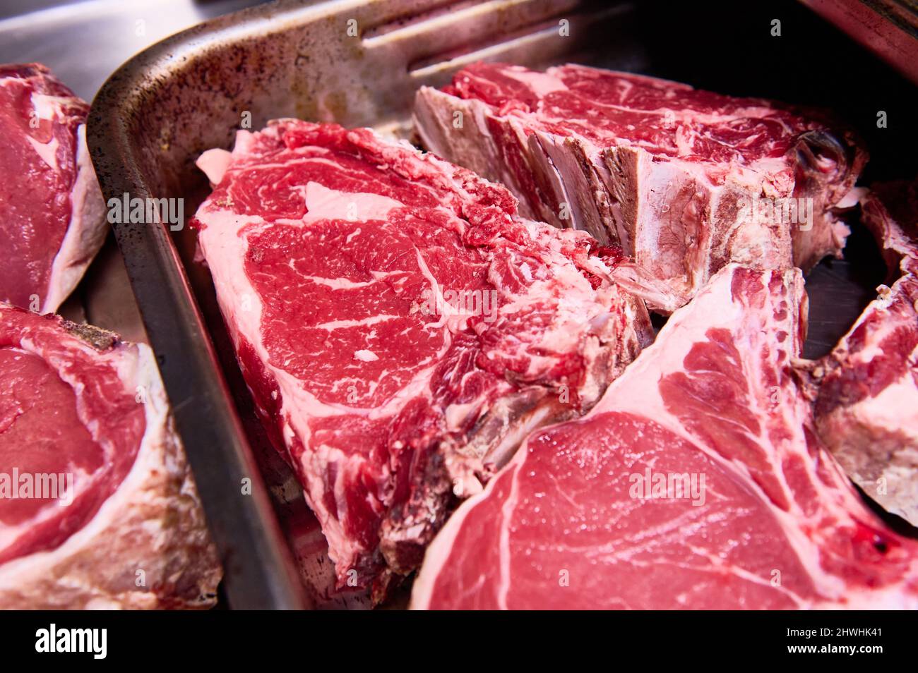 Beef, ribeye, beef, raw meat platter ready to be prepared Stock Photo ...