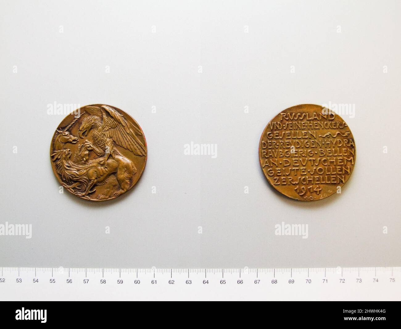 Medal titled “The Russian Hydra” (Russland-Hydra). Artist: Karl Goetz ...