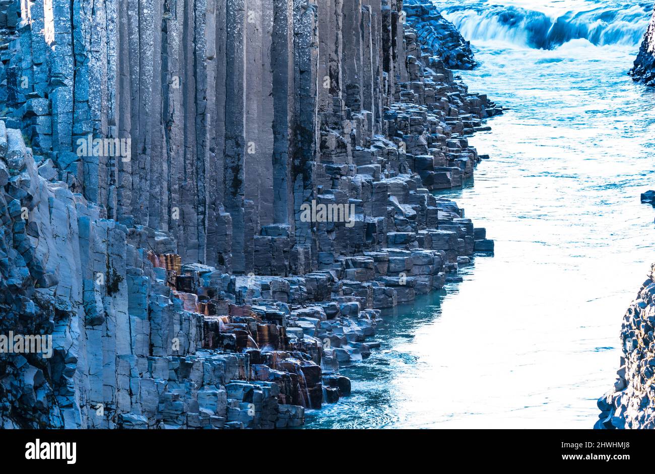 Spectacular basaltic columns and river in Iceland Stock Photo - Alamy