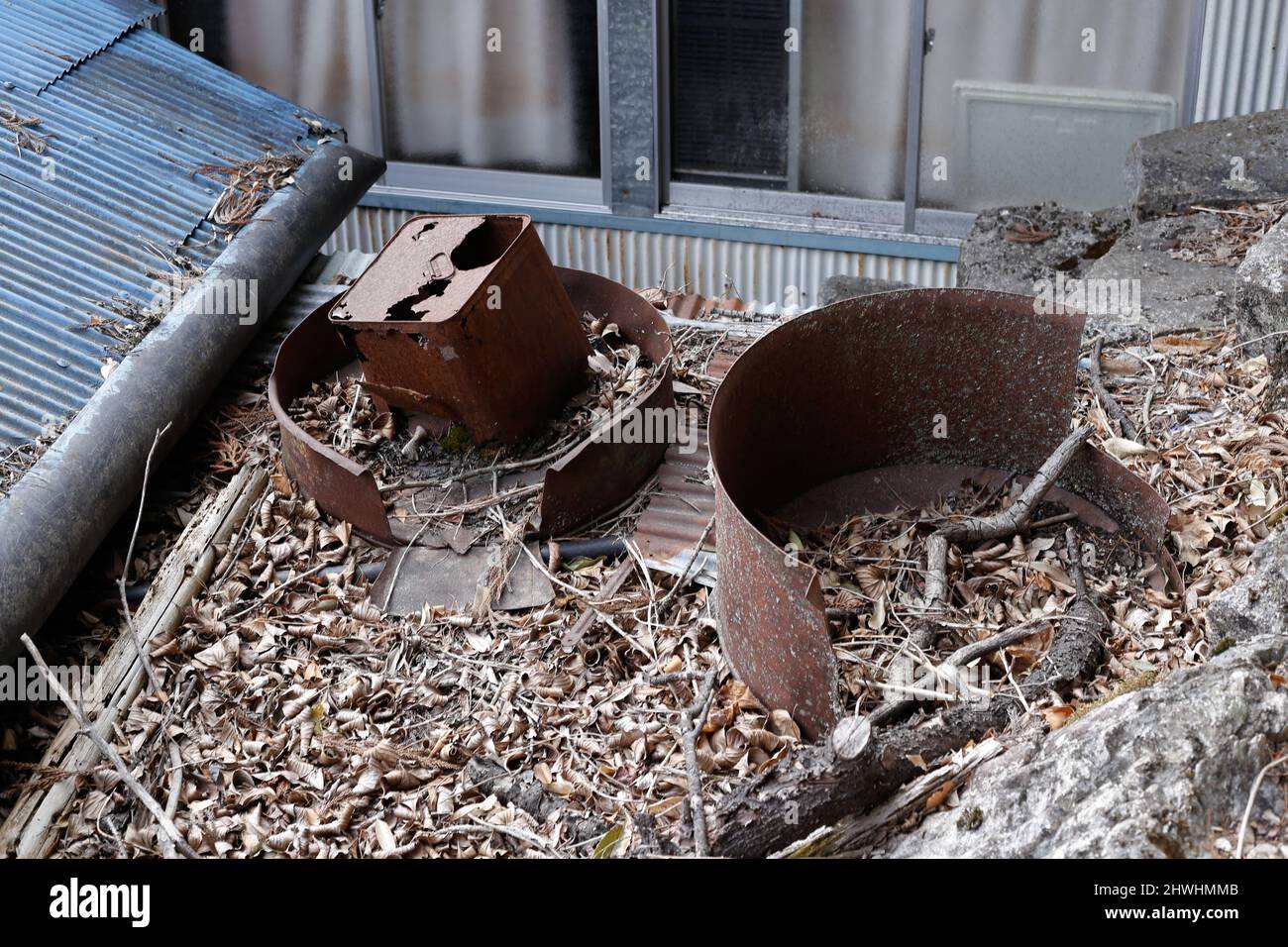 0ozore, Shizuoka, Japan, 04-22-2021, rusted objects at the abandoned ...