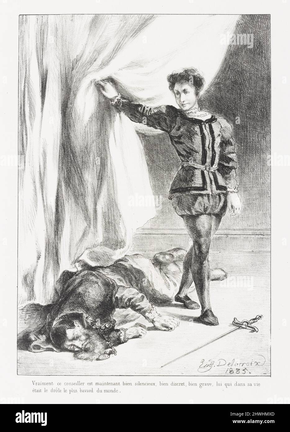 Hamlet et le cadavre de Polonius (Act. III Sc. IV) (Hamlet and Polonius ...