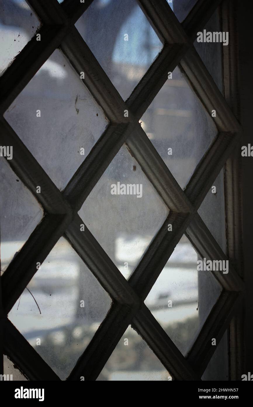 A view thru a medieval Gothic window to the outside Stock Photo - Alamy