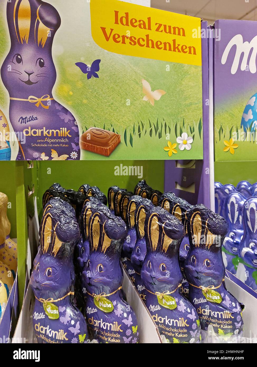 Milka chocolate easter bunnies in a supermarket Stock Photo - Alamy