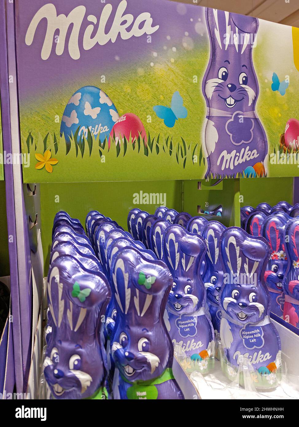 Milka chocolate easter bunnies in a supermarket Stock Photo - Alamy