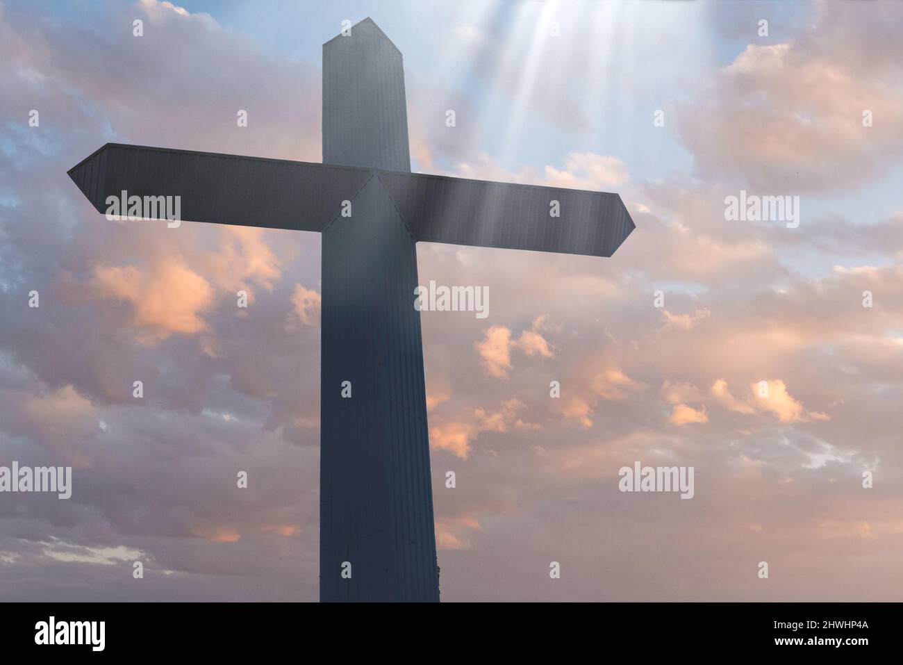 Outdoor Large Cross with Sun God Beams Stock Photo - Alamy