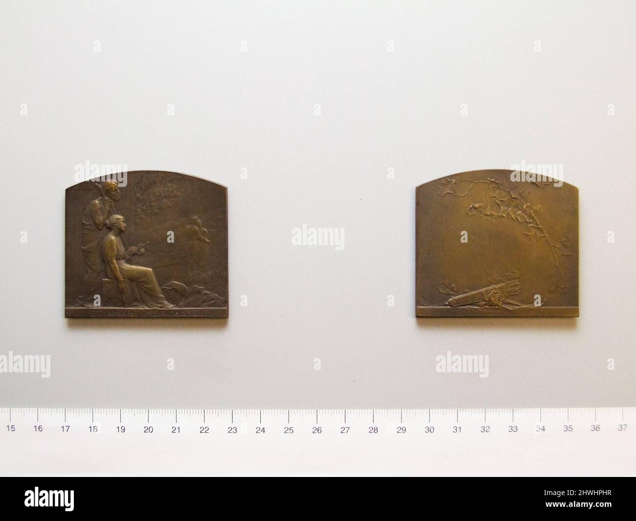 Copper Plaquette from France of Et Amant Meminisse. Artist: Henri ...