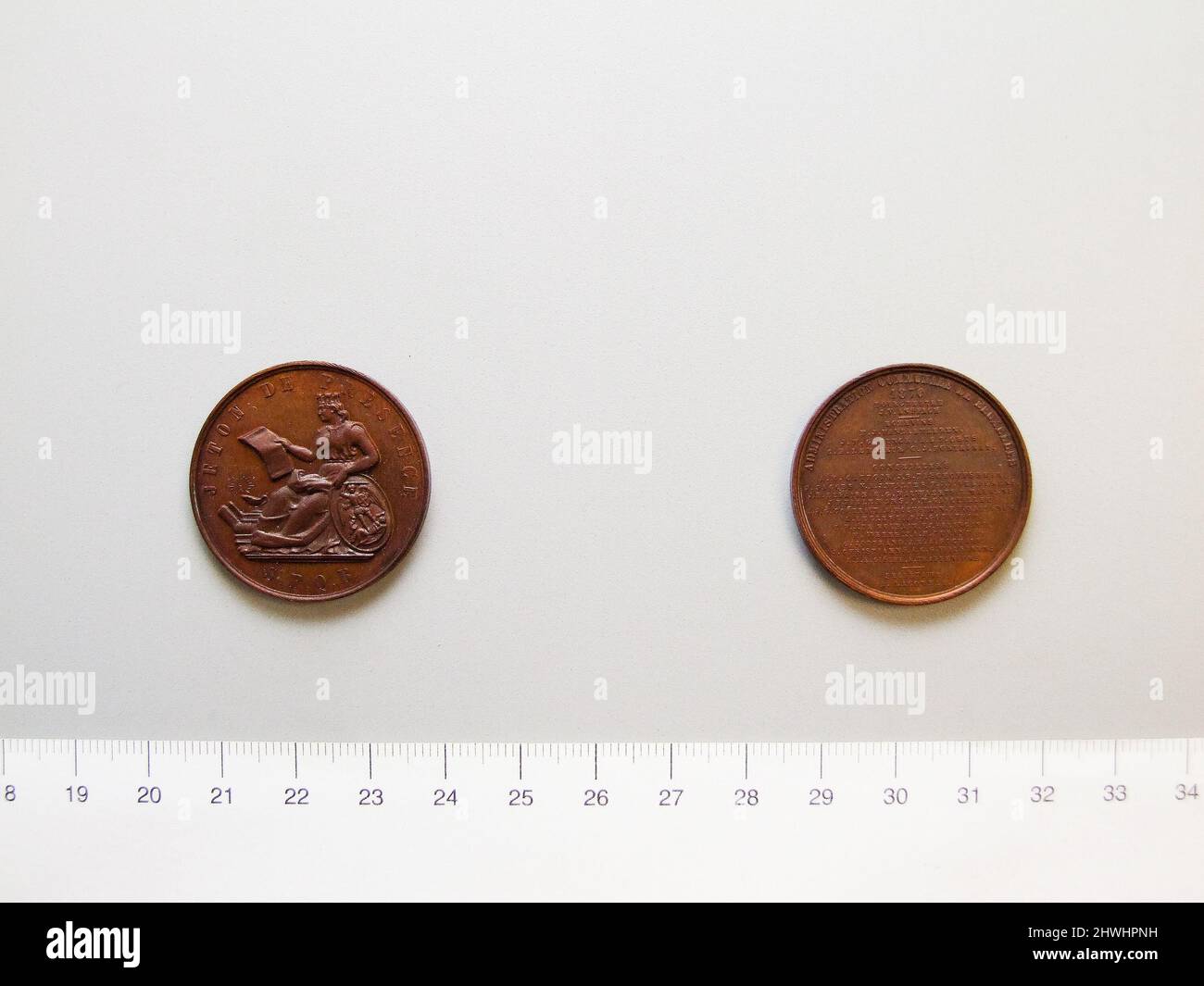 Medal of Jeton de Presence. Engraver: Antoine Fisch, Belgian, 1827–1892 ...