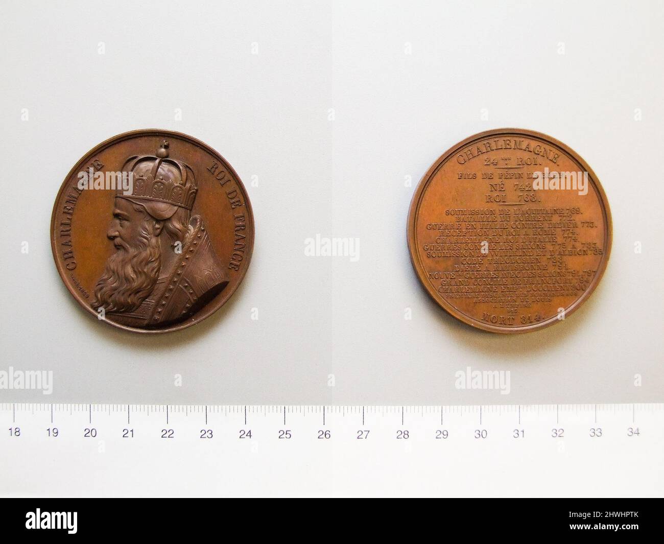 Medal of Charlemagne Roi. Subject: Charlemagne, Holy Roman Emperor, 748 ...