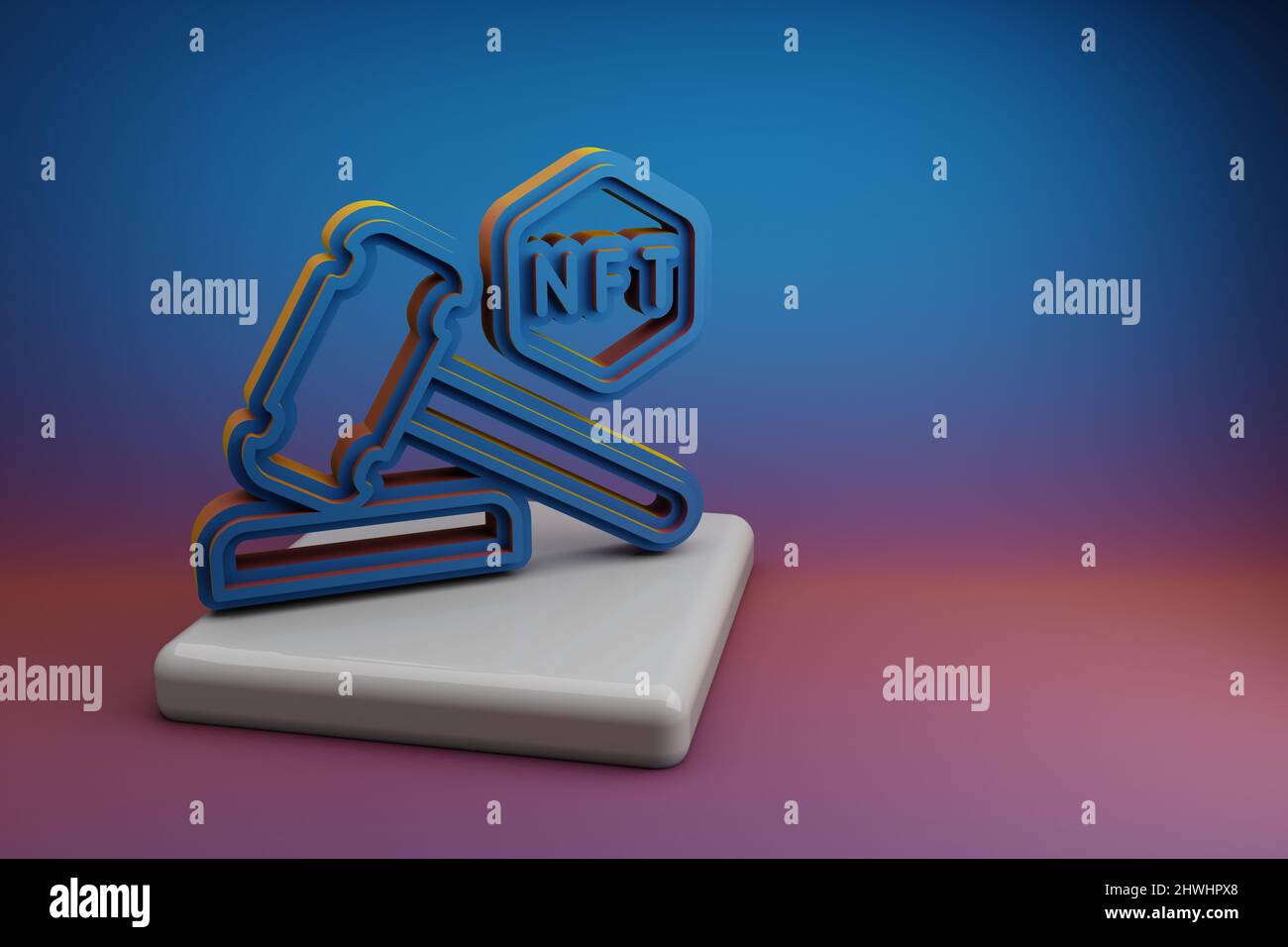 Wonderful NFT Auction icons. Beautiful NFT symbol icons on a ceramic ...