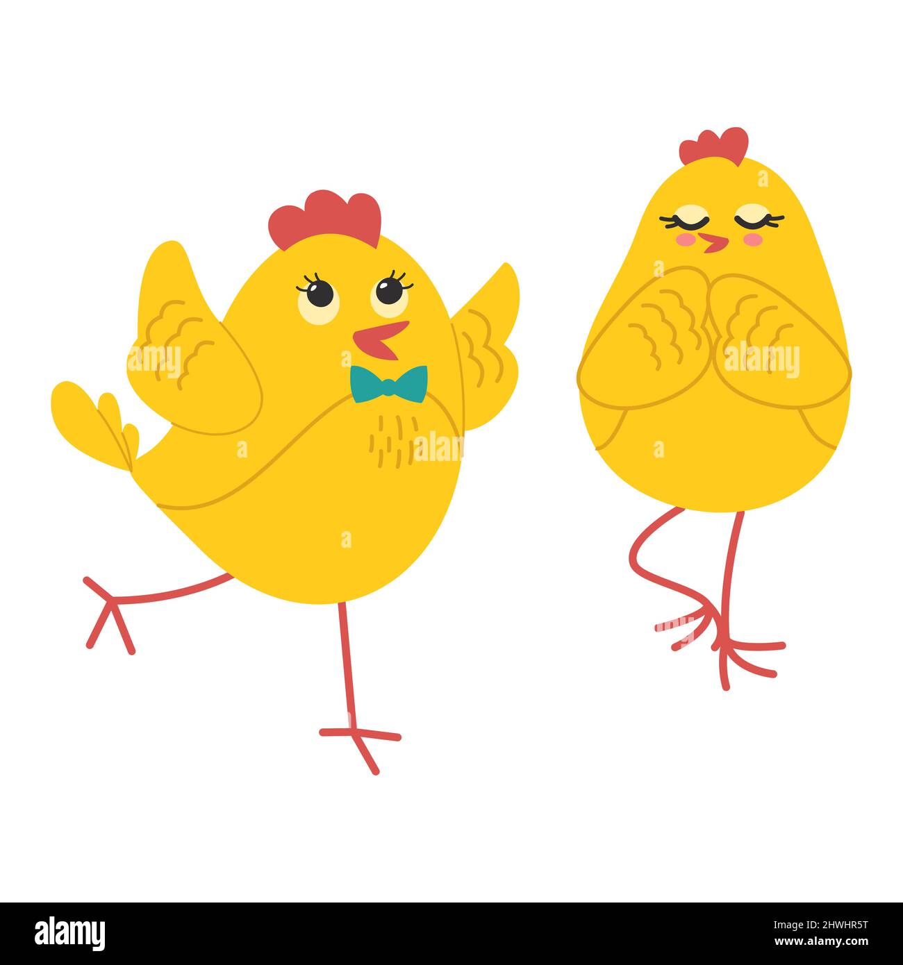 Two Cute Yellow Chicks Romantic Couple Vector Illustration Stock Vector Image And Art Alamy